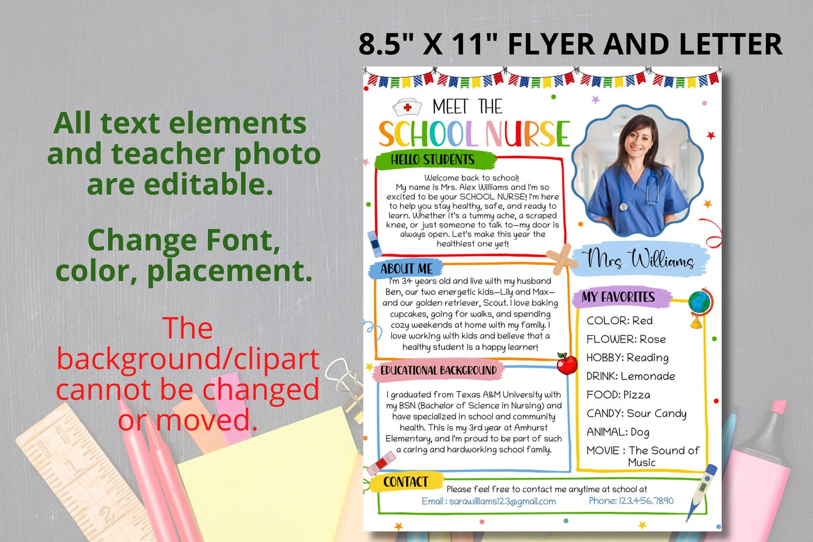 Colorful Meet the School Nurse Letter Flyer,back to School Note Nurse ...