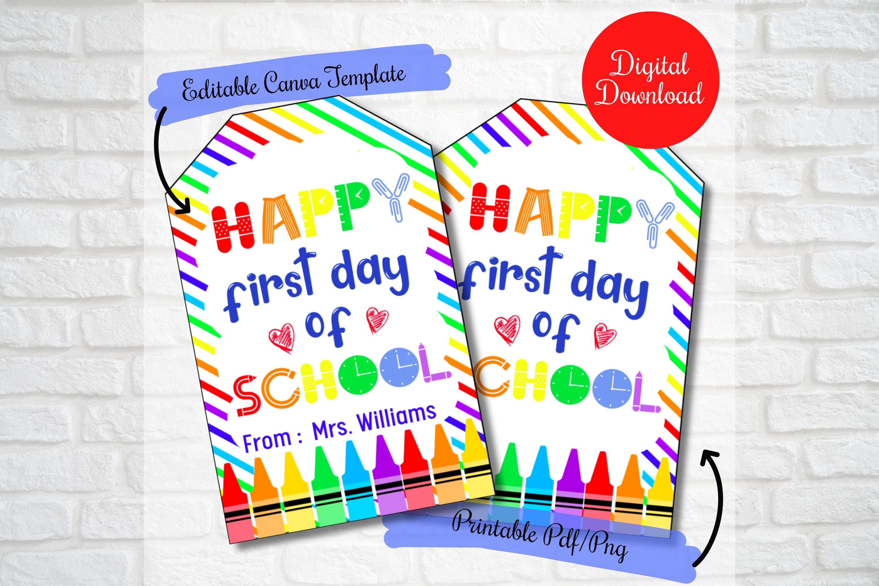 Happy First Day of School Gift Tags for Students, Teachers, Back to ...
