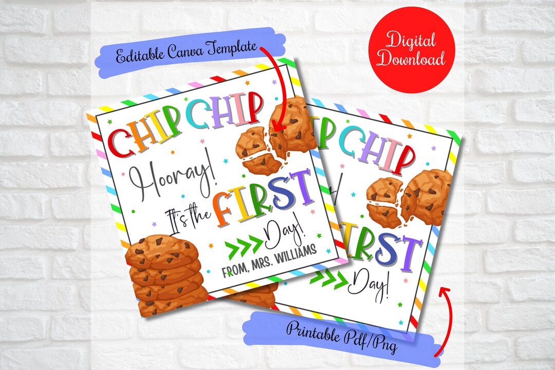 Chip Chip Hooray It's the First Day, Back to School Gift Tag, First Day ...