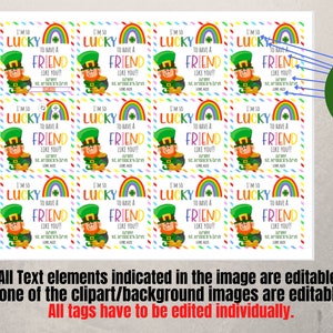 So Lucky to Have Friend Like You Printable Gift Tags,st. Patricks Day ...