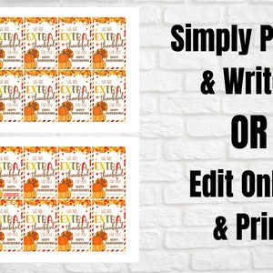 Thanksgiving Gift Treat Tags, We Are Extra Thankful for You Treat Tags ...