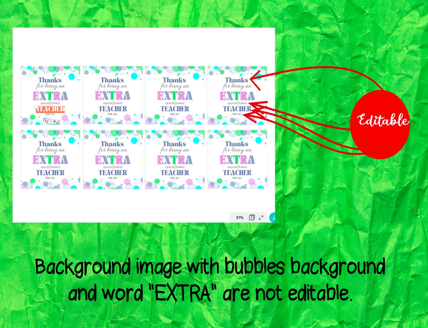 Thanks for being extra awesome teacher Teacher Editable Gift | Etsy