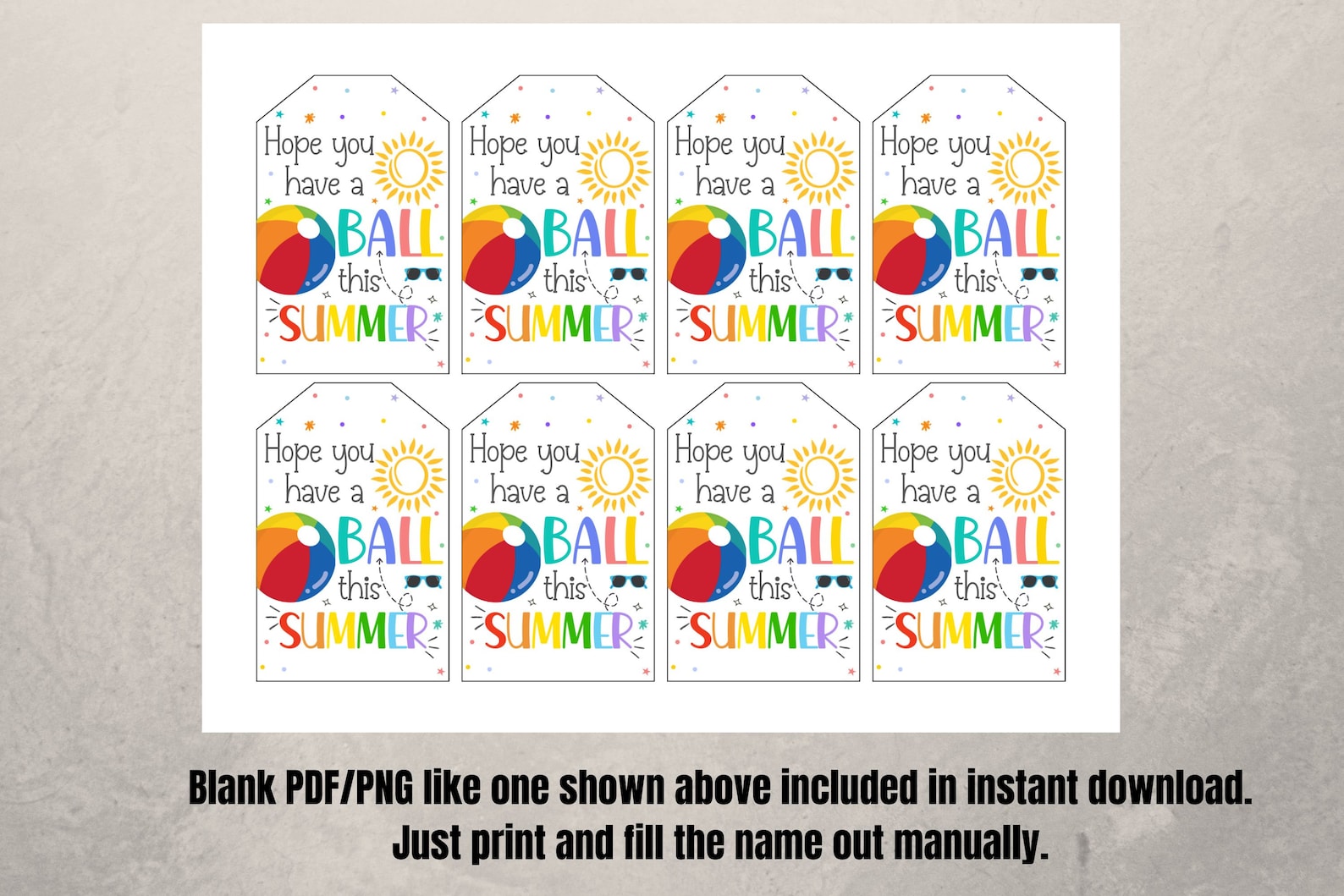 End of School Ball Gift Tag, Hope You Have a Ball This Summer Gift Tag ...