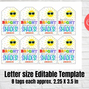 End of Year Class Sunglasses/shades Gift Tags Your Future is - Etsy