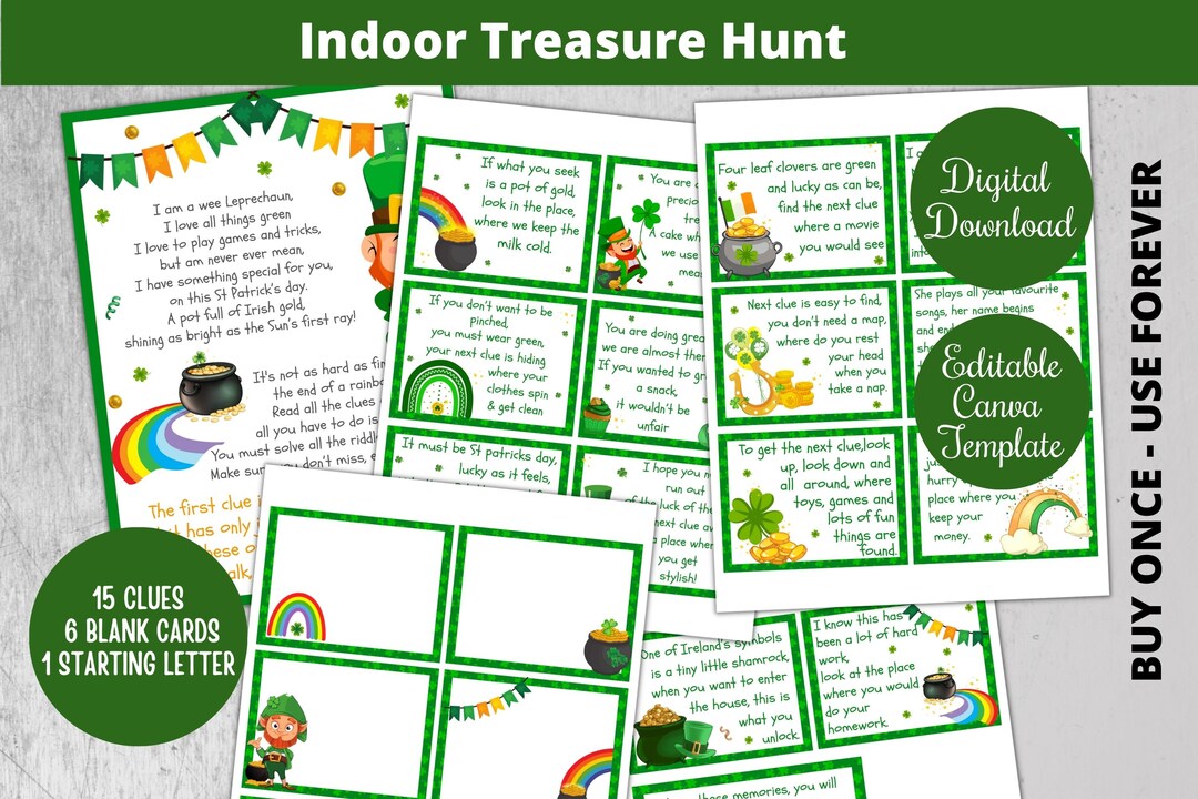 St. Patricks Day Treasure Hunt Printable Digital Download, Indoor ...