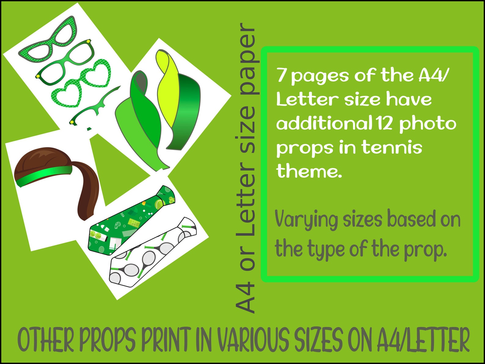 Tennis Photo Booth Props With Funny Tennis Puns and Quotes, Printables ...