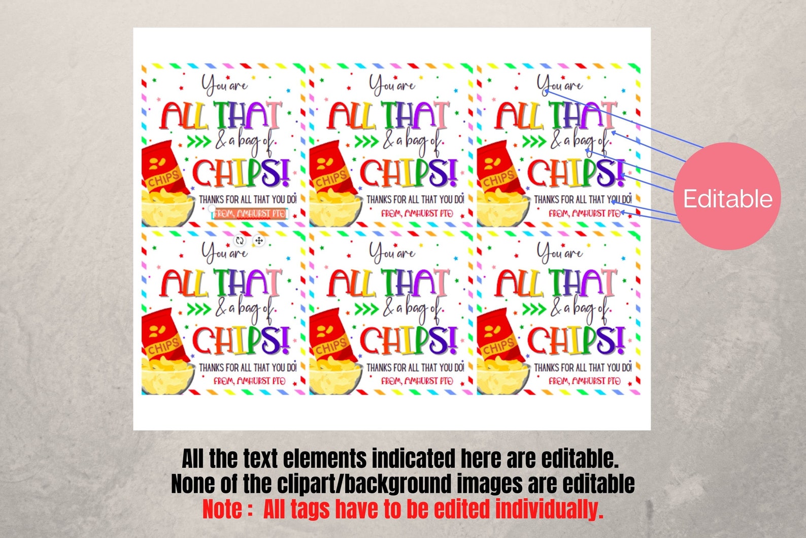 You Are All That and a Bag of Chips Gift Tags Teacher - Etsy