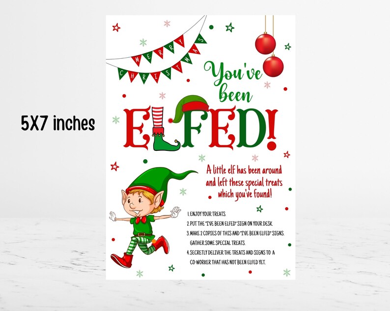 You've Been Elfed Co Worker Printable, I've Been Elfed Office Workplace ...