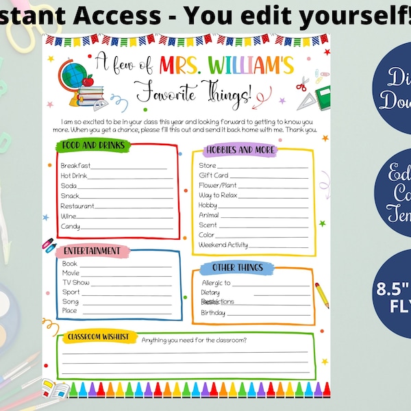 A Few of My Favorite Things Printable - Etsy