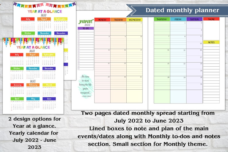 2022 2023 Teacher Planner Printable Binder Inserts Digital | Etsy