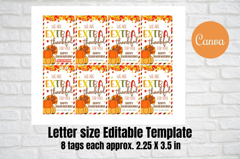 Thanksgiving Gift Treat Tags We Are Extra Thankful for You - Etsy
