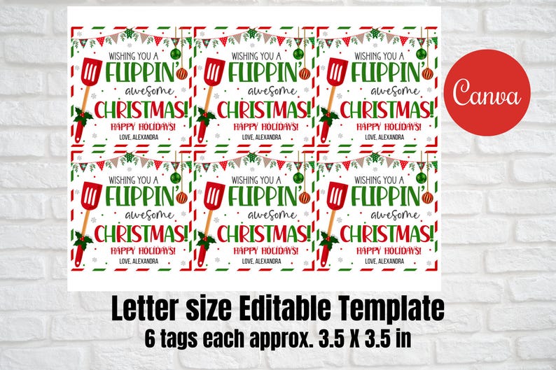 Editable Wishing You a Flippin' Awesome Christmas Treat Tags ,spatula ...