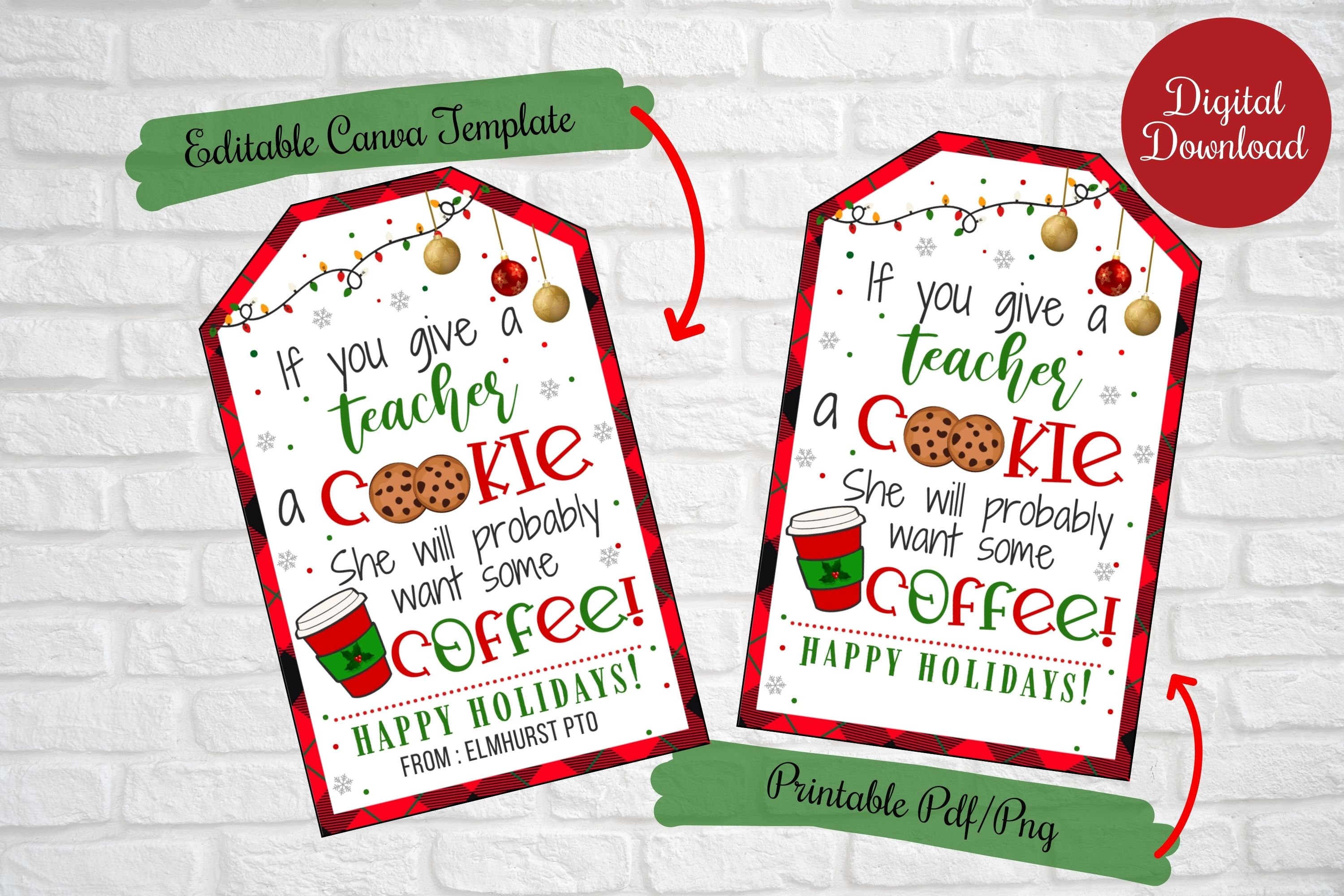 If You Give Teacher Cookie She'll Need Coffee Christmas - Etsy