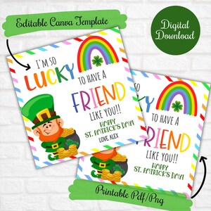 So Lucky to Have Friend Like You Printable Gift Tags,st. Patricks Day ...
