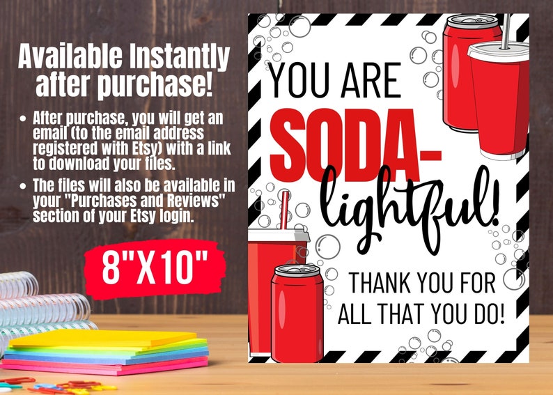 Soda Appreciation Printable,you Are Soda-lightful,soda Table Sign,nurse ...