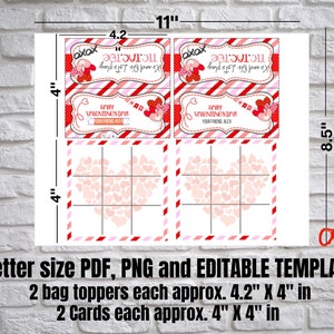 Printable Valentine Kisses Tic Tac Toe Treat Bag Topper and Card ...