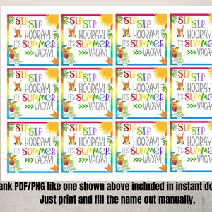 Sip Sip Hooray Its Summer Vacay Gift Tags, Teacher Appreciation,end of ...
