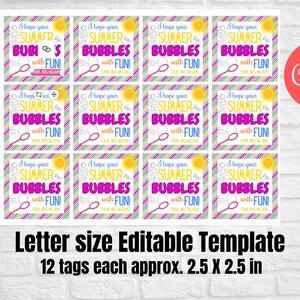 End of Year Class Bubbles Gift Tags, Hope Your Summer is Bubbles With ...