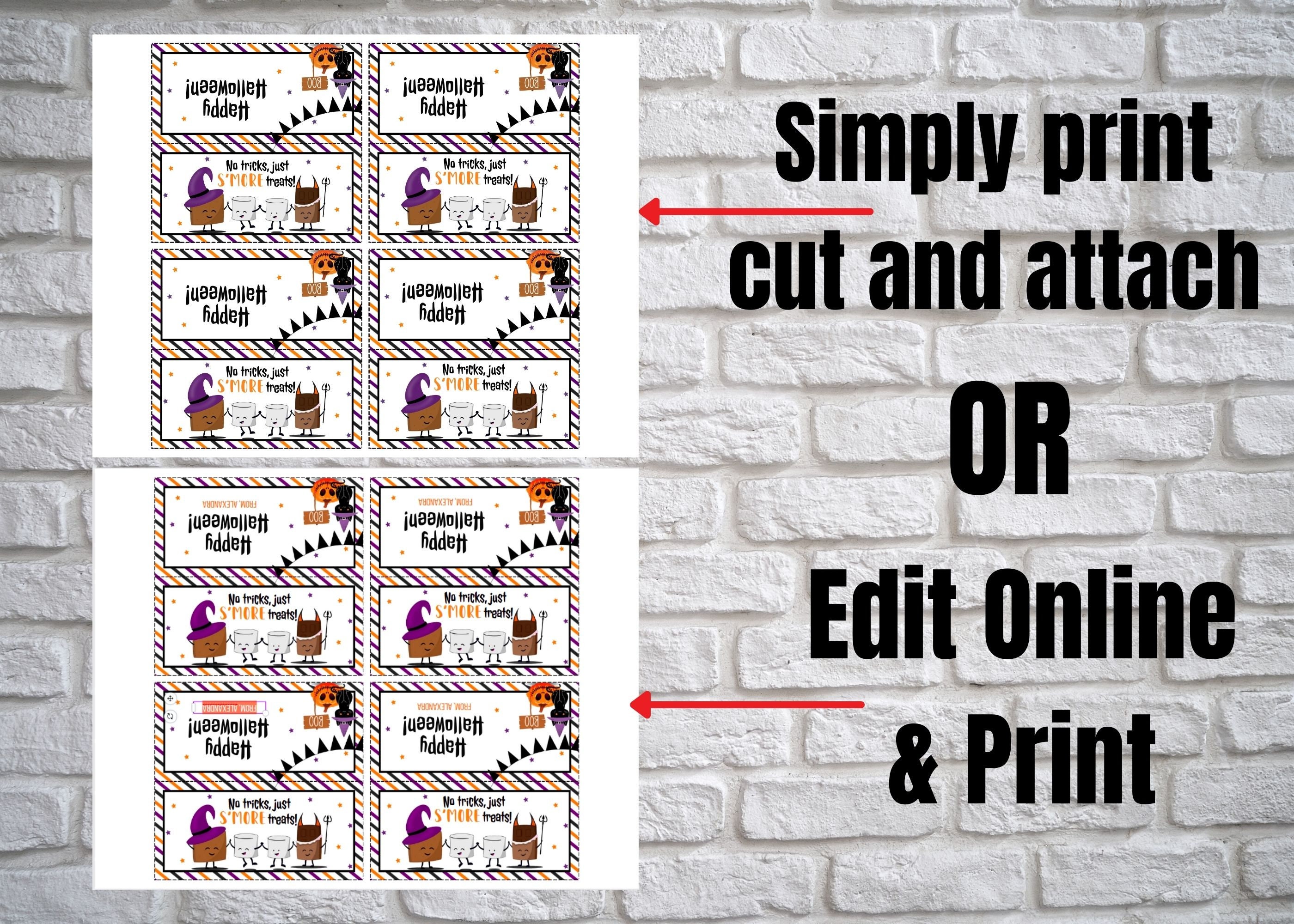 No Tricks Just Smore Treats Halloween Treat Bag Topper - Etsy