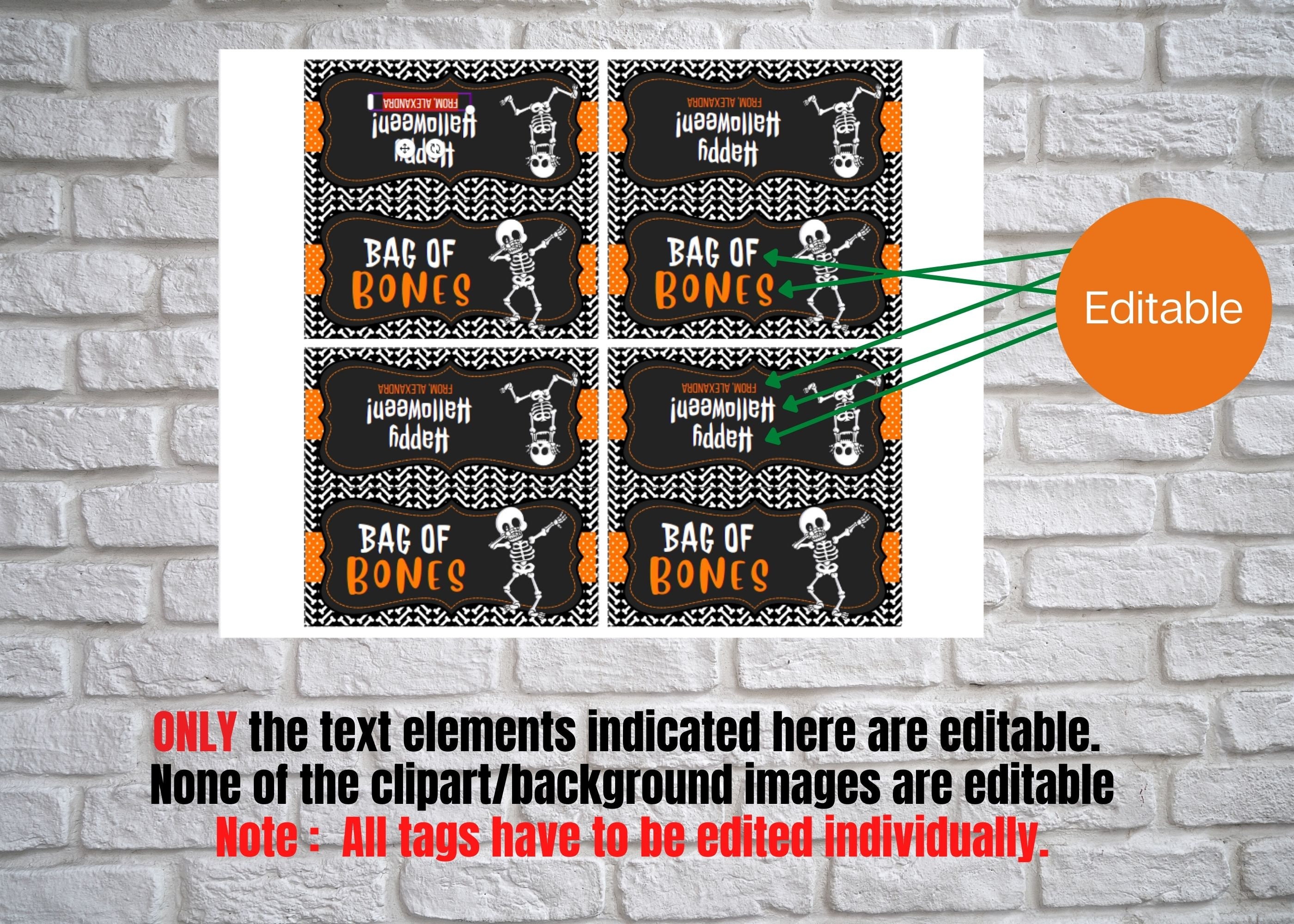 Bag of Bones Halloween Halloween Treat Bag Topper Halloween - Etsy