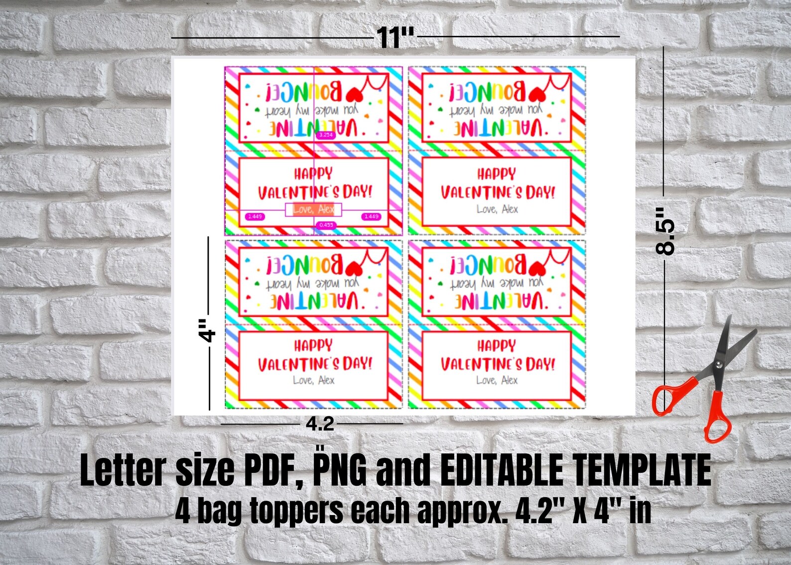 Printable Valentine Treat Bag Toppers, Fold Over Label for Bouncy Ball ...