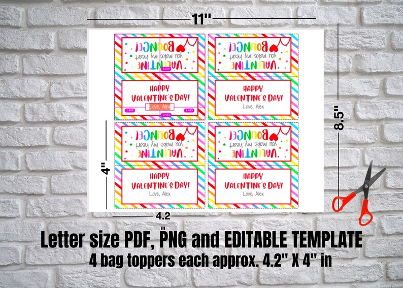 Printable Valentine Treat Bag Toppers, Fold Over Label for Bouncy Ball ...