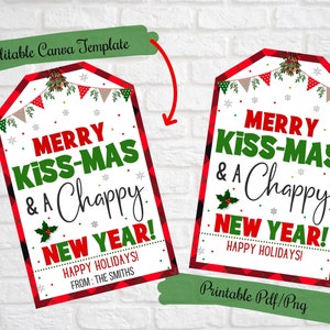 Merry Kissmas and a Chappy New Year Gift Tags,christmas Lip Balm ...