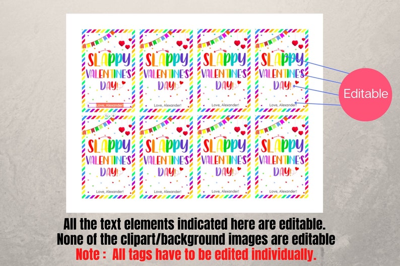 Editable Slap Band Slap Bracelet Gift Tagsslappy Valentines - Etsy