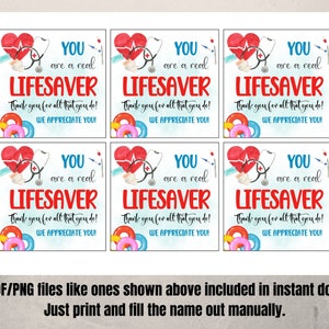 Nurse Appreciation Week Thank You Gift Tags, Hospital Staff ...