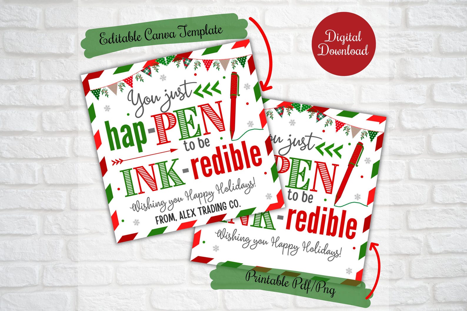 Christmas Pen Gift Tag, You Just Happen to Be Inkredible Gift Tags ...
