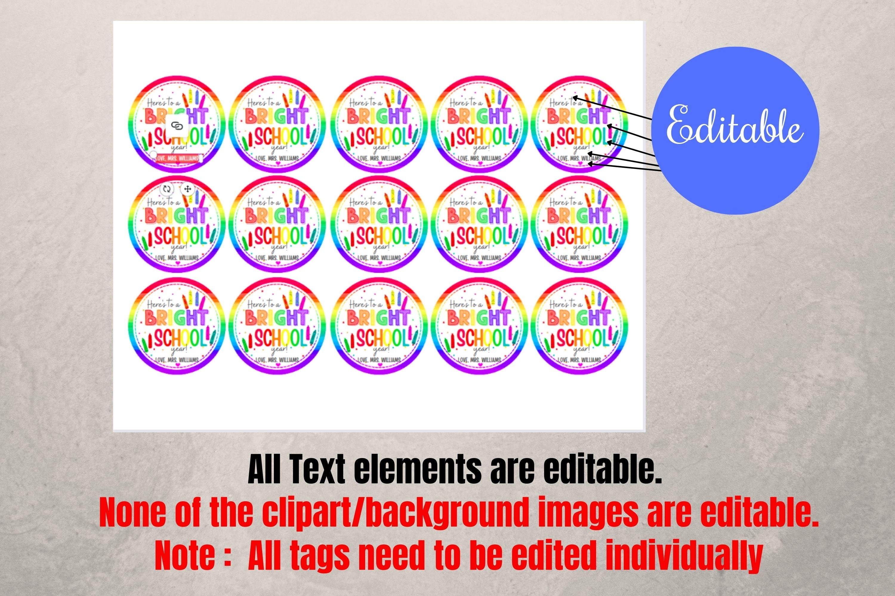 First Day of School Crayons Gift Tags, Here's to a Bright School Year ...