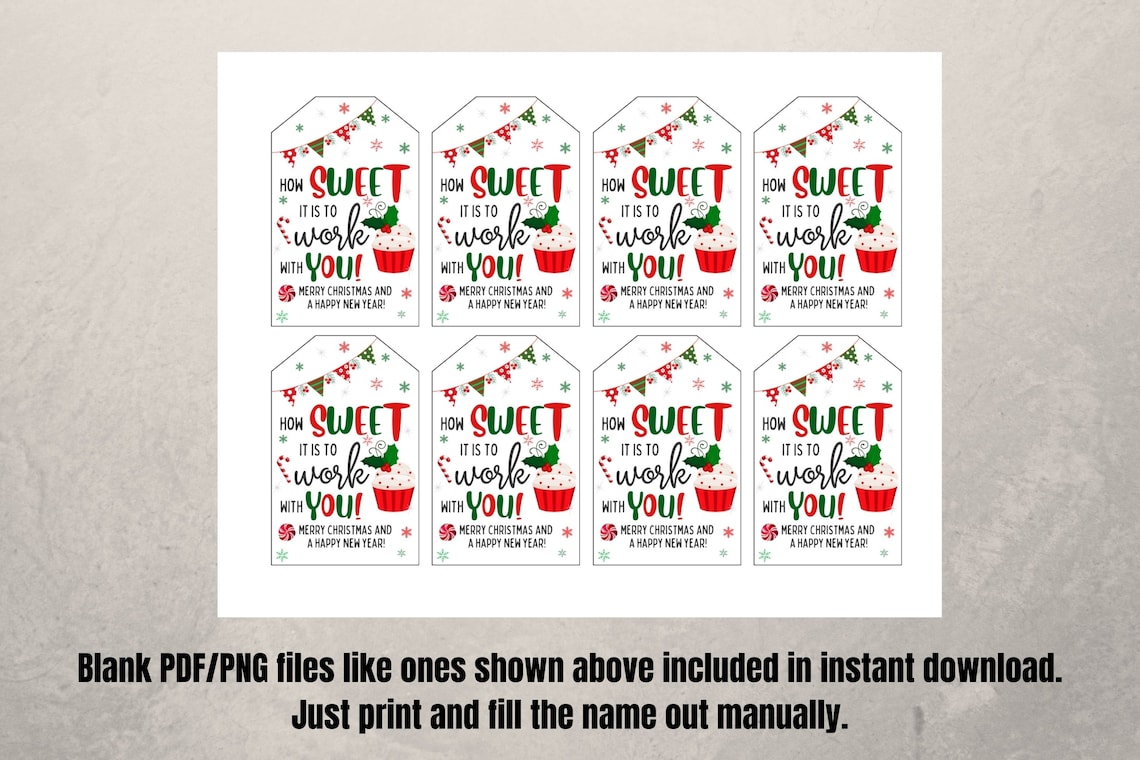 Christmas Gift Treat Tags for Co-workers How Sweet It is to | Etsy