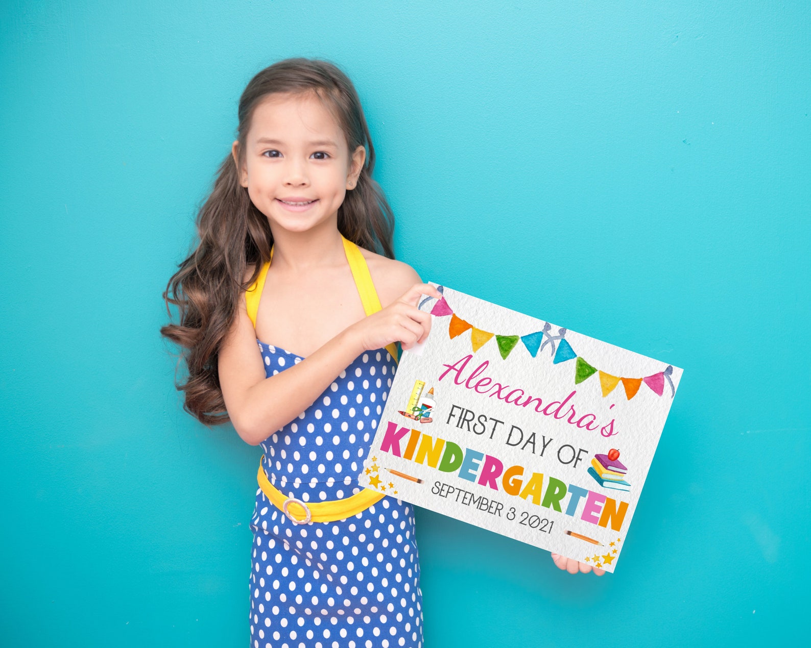 Watercolor First Day of School Sign Printable Cute Simple - Etsy