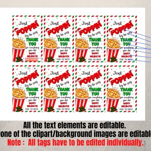Just Poppin by to Say Thank You ,christmas Gift Tags for Popcorn ...