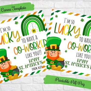 Co Worker St Patrick's Day Gift Tag,so Lucky to Have a Co-worker Like ...