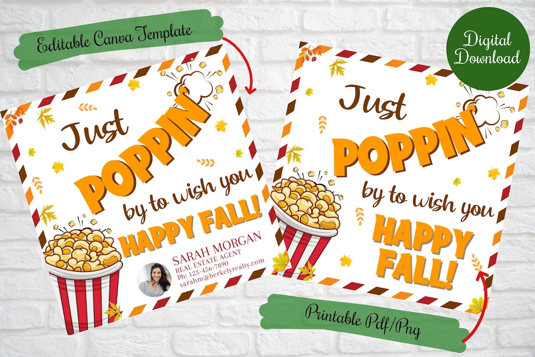 Just Poppin by to Wish You Happy Fall. Realtor Tags, Realtor Popcorn ...