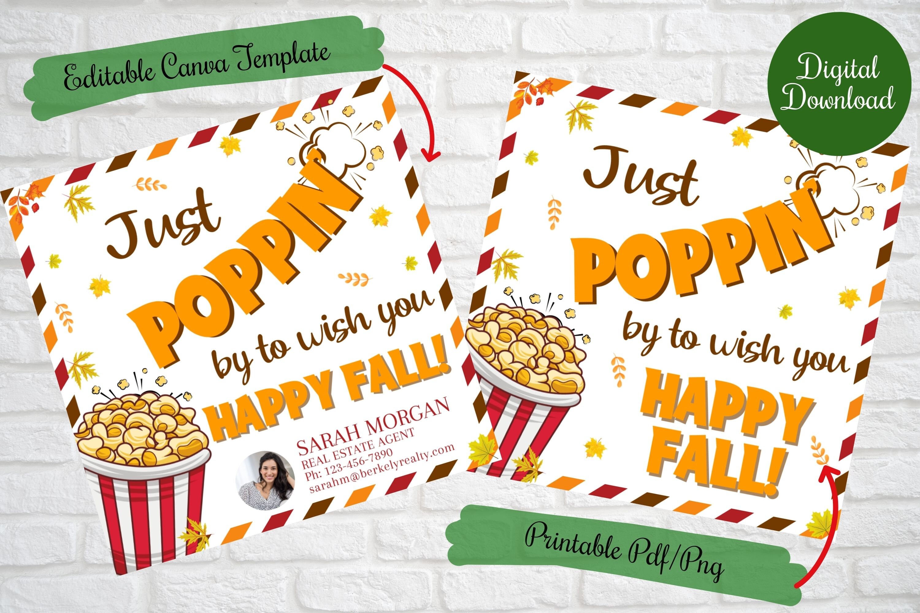 Just Poppin' by to Wish You Happy Fall. Realtor Tags - Etsy