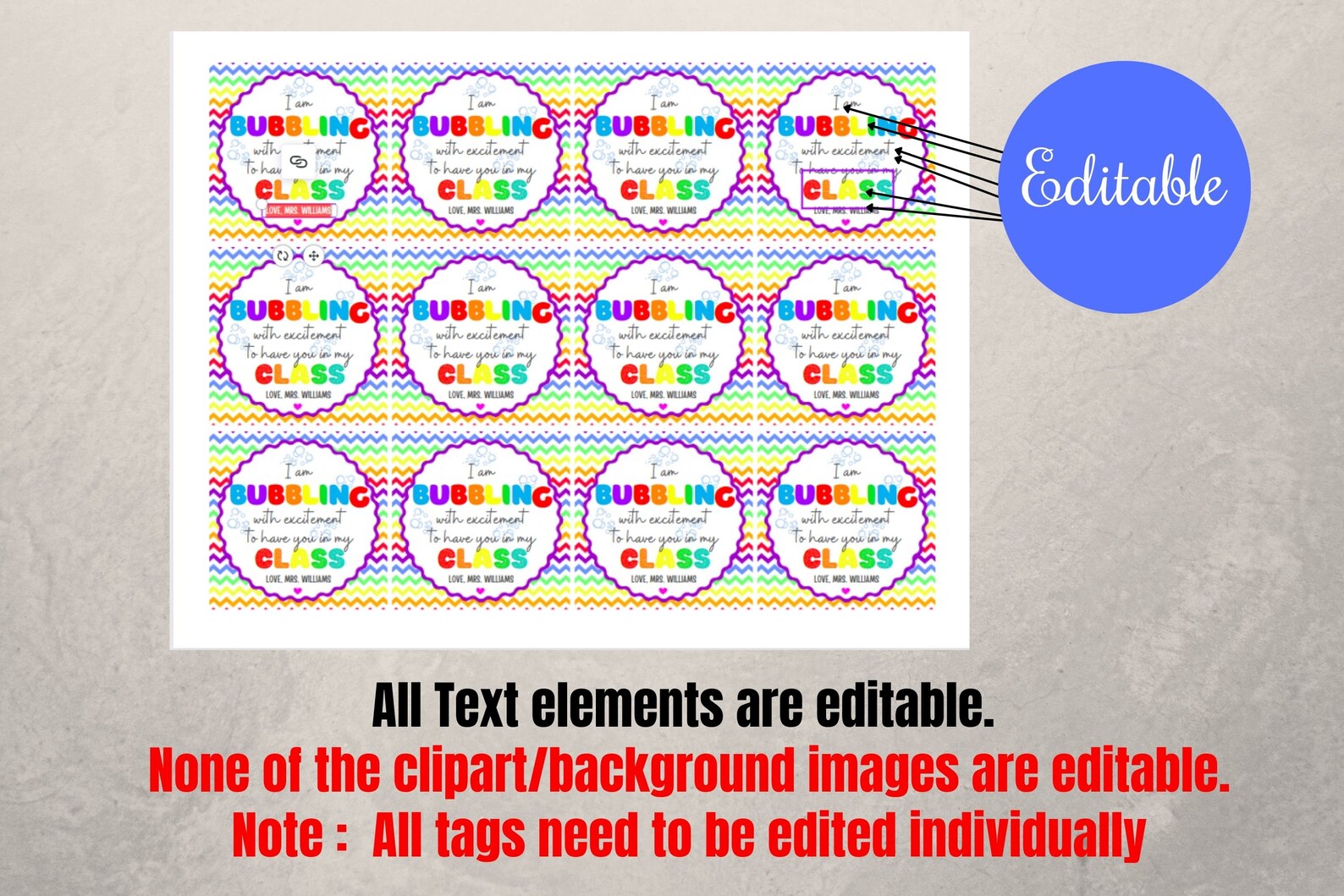 First Day of School Bubbles Gift Tags, I Am Bubbling With Excitement to ...