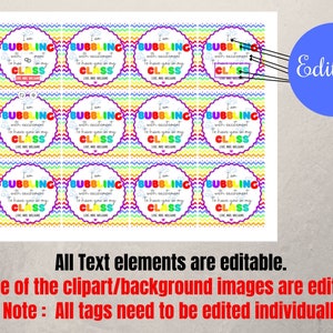 First Day of School Bubbles Gift Tags, I Am Bubbling With Excitement to ...