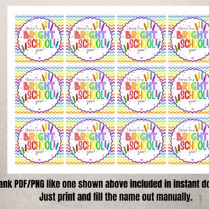 First Day of School Crayons Gift Tags, Here's to a Bright School Year ...