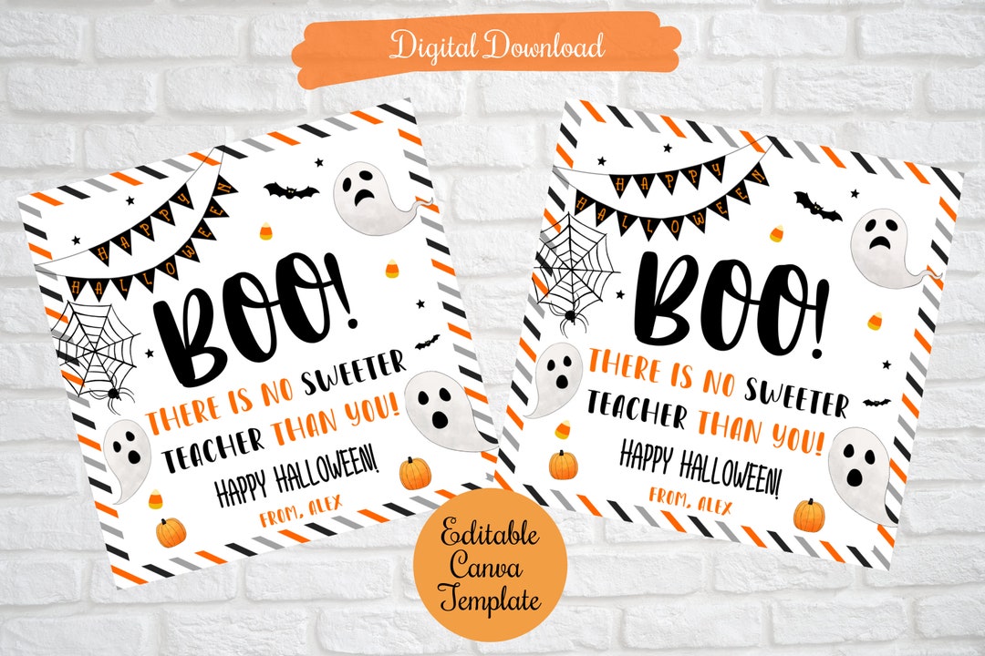 Boo There is No Sweeter Teacher Than You, Halloween Teacher Gift Tags ...