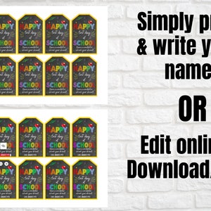 Happy First Day of School Gift Tags for Students, Teachers, Back to ...