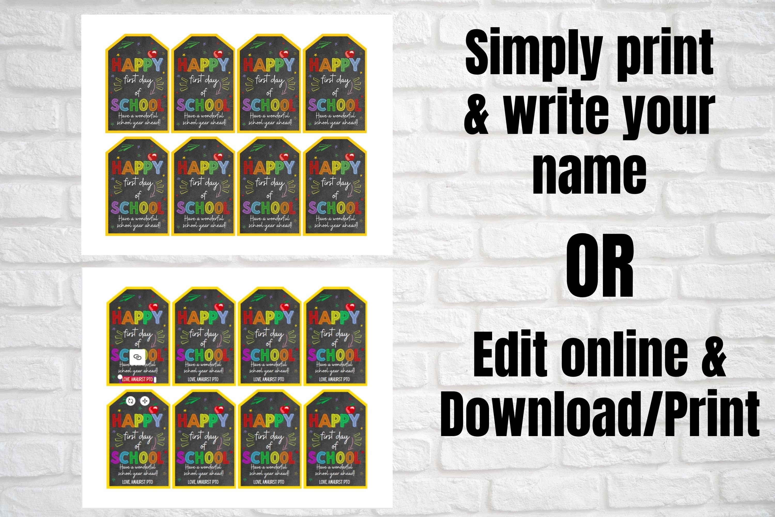 Happy First Day of School Gift Tags for Students, Teachers, Back to ...