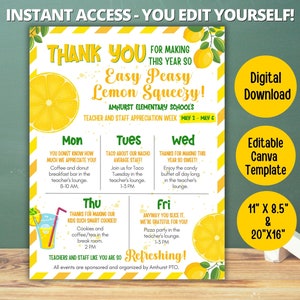 Easy Peasy Lemon Squeezy Themed Teacher Appreciation Week Itinerary ...