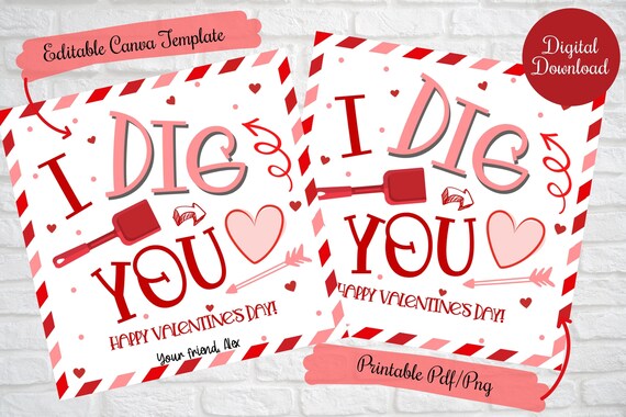I Dig You Valentine Gift Tags Printable Editable Valentine | Etsy