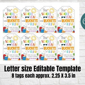 Buckets of Fun Gift Tags, End of Year Gift Tags for Class, School Year ...