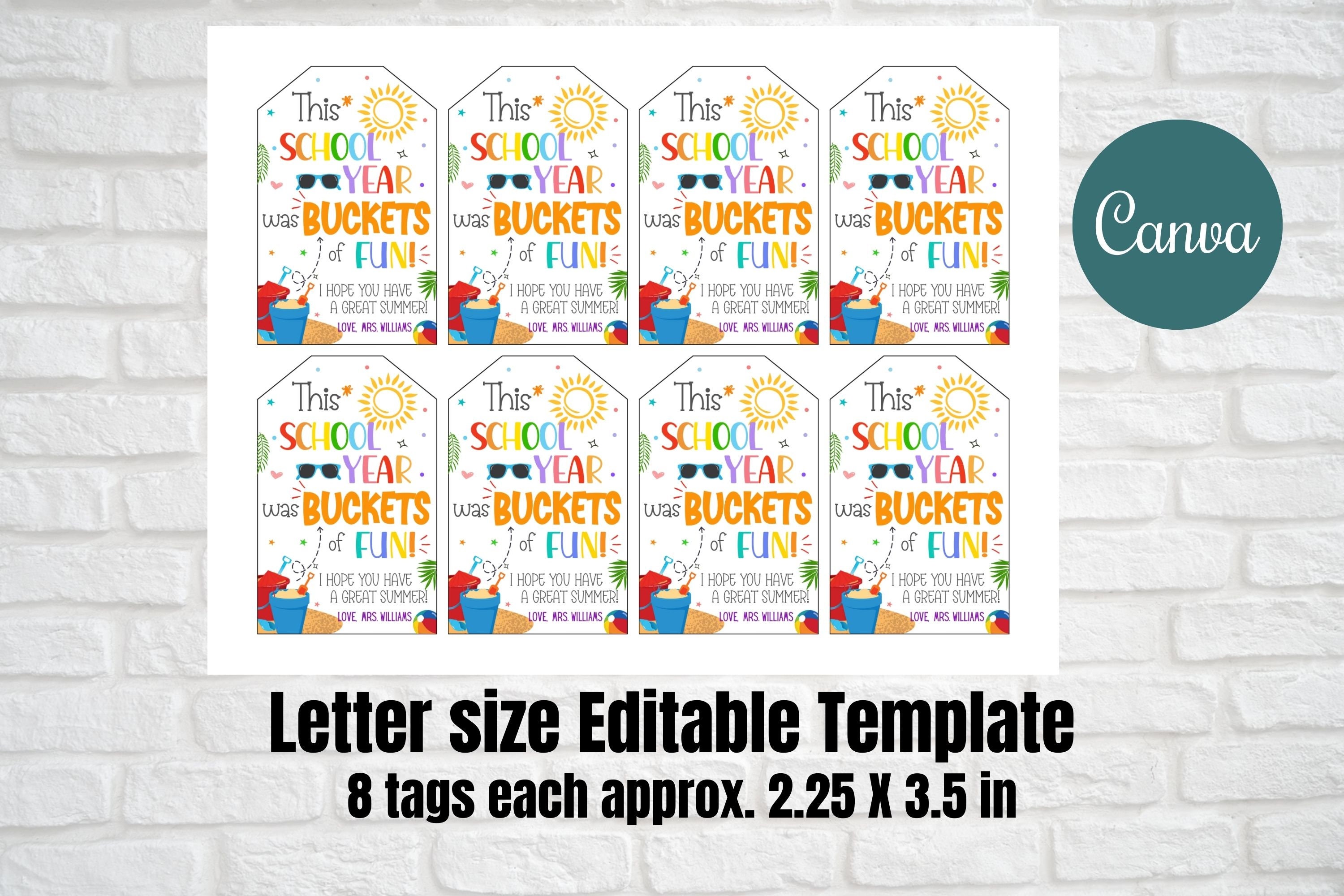 Buckets of Fun Gift Tags, End of Year Gift Tags for Class, School Year ...