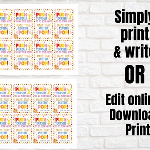 Push Pop Candy Cheer Tags, Push Yourself, Routine Pop, Cheer Team Gift ...