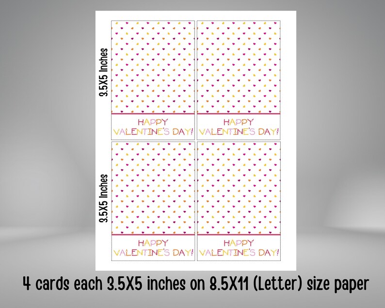 Printable Valentine Cookie Cards, Instant Download, 3.5"x5" Cookie Card ...