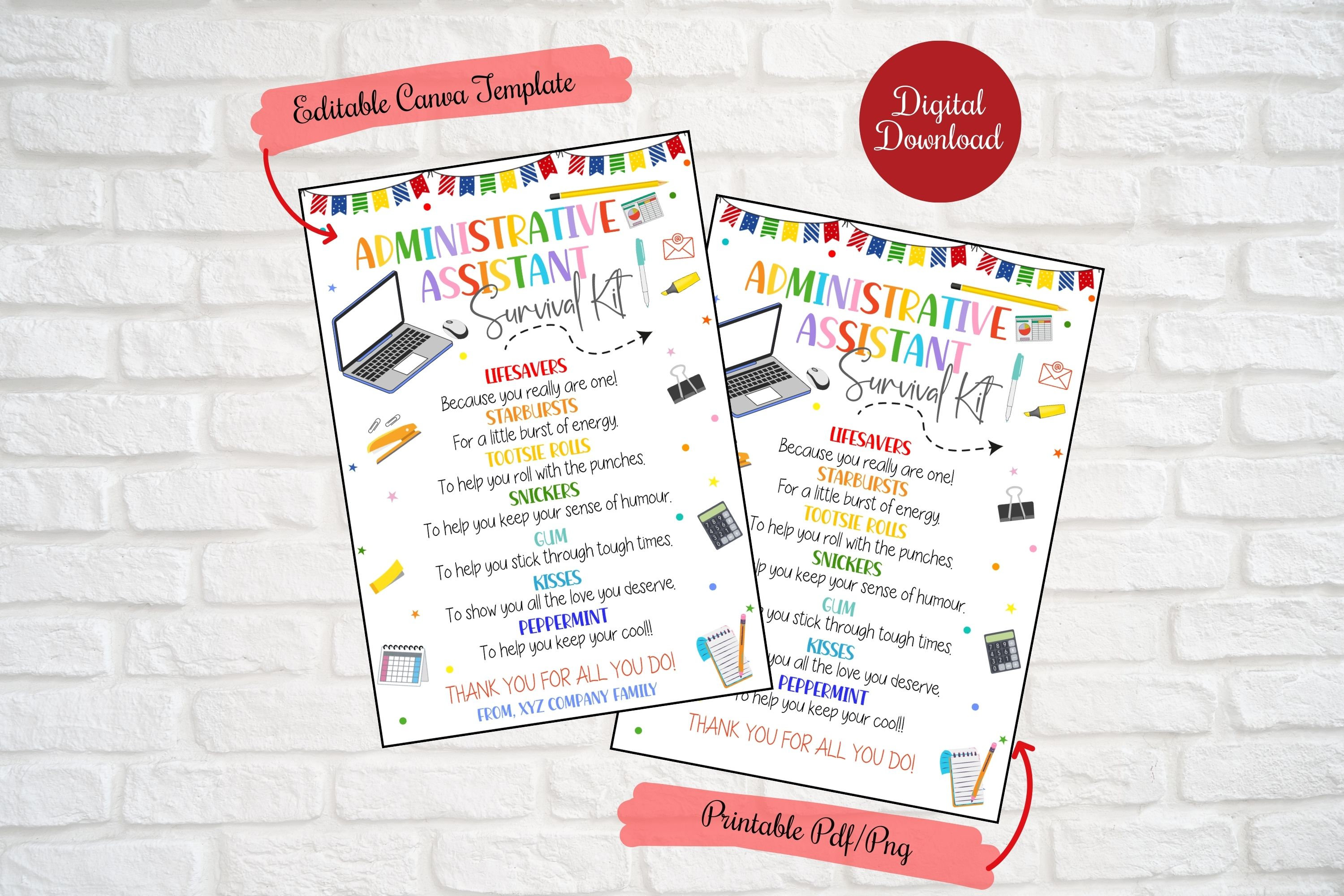 Administrative Assistant Survival Kit, Candies Gift Hamper Tag ...